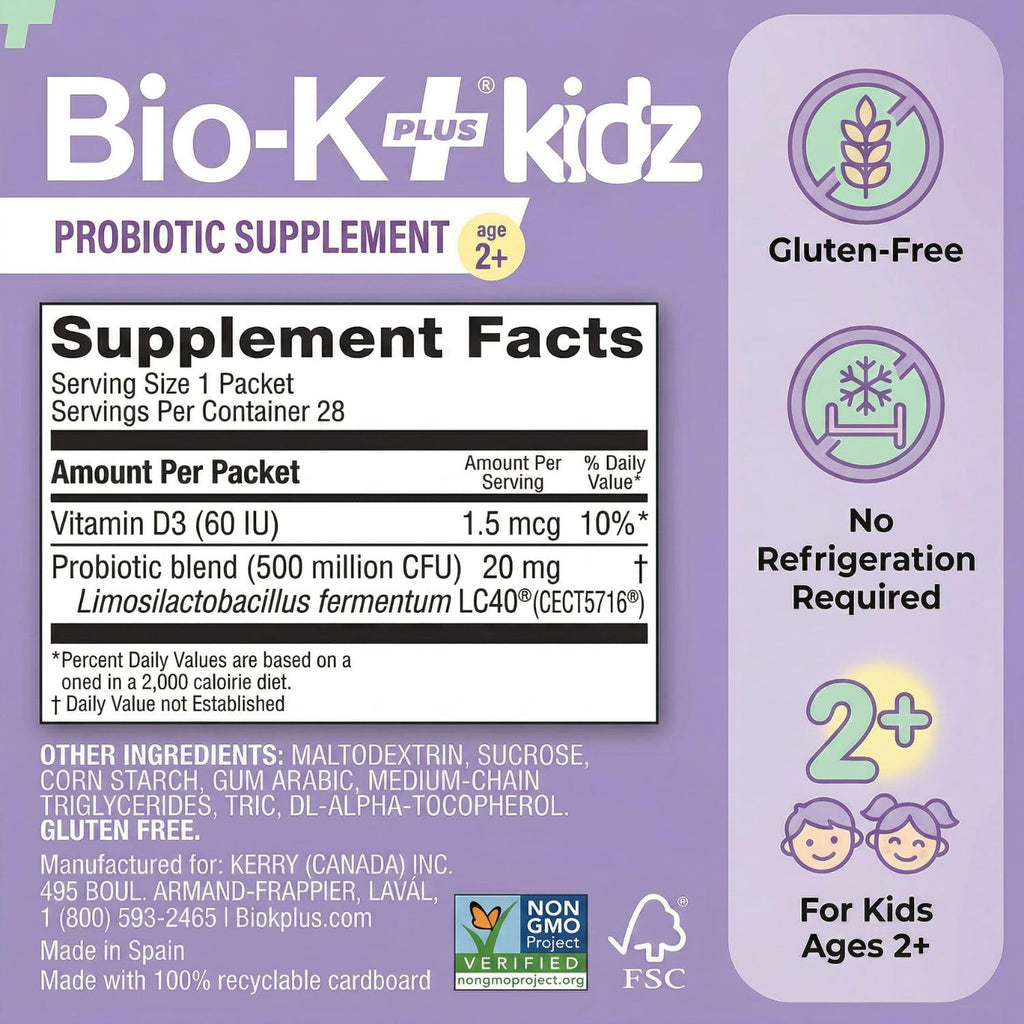 Bio-K+ probiotic powder for digestion