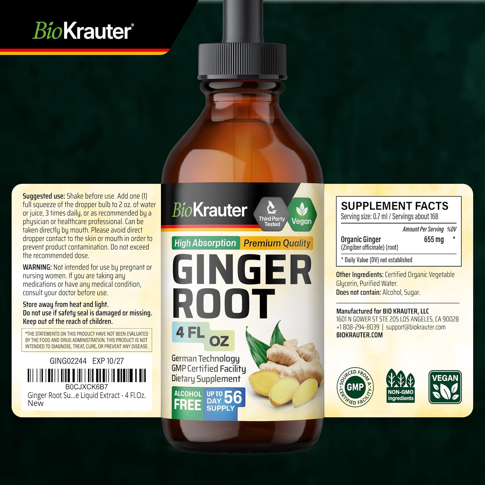 BIO KRAUTER ginger tincture for immune support