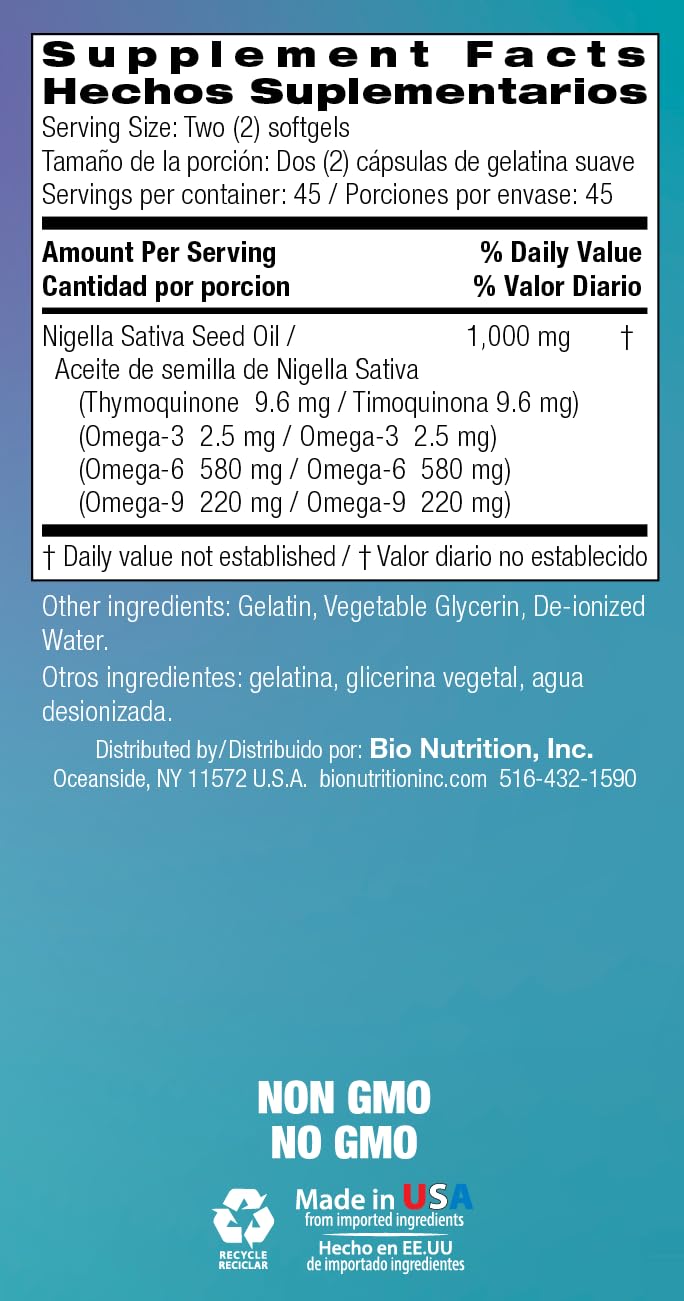 Bio Nutrition black seed oil capsules