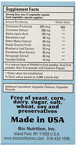 Bio Nutrition wellness capsules for diabetics