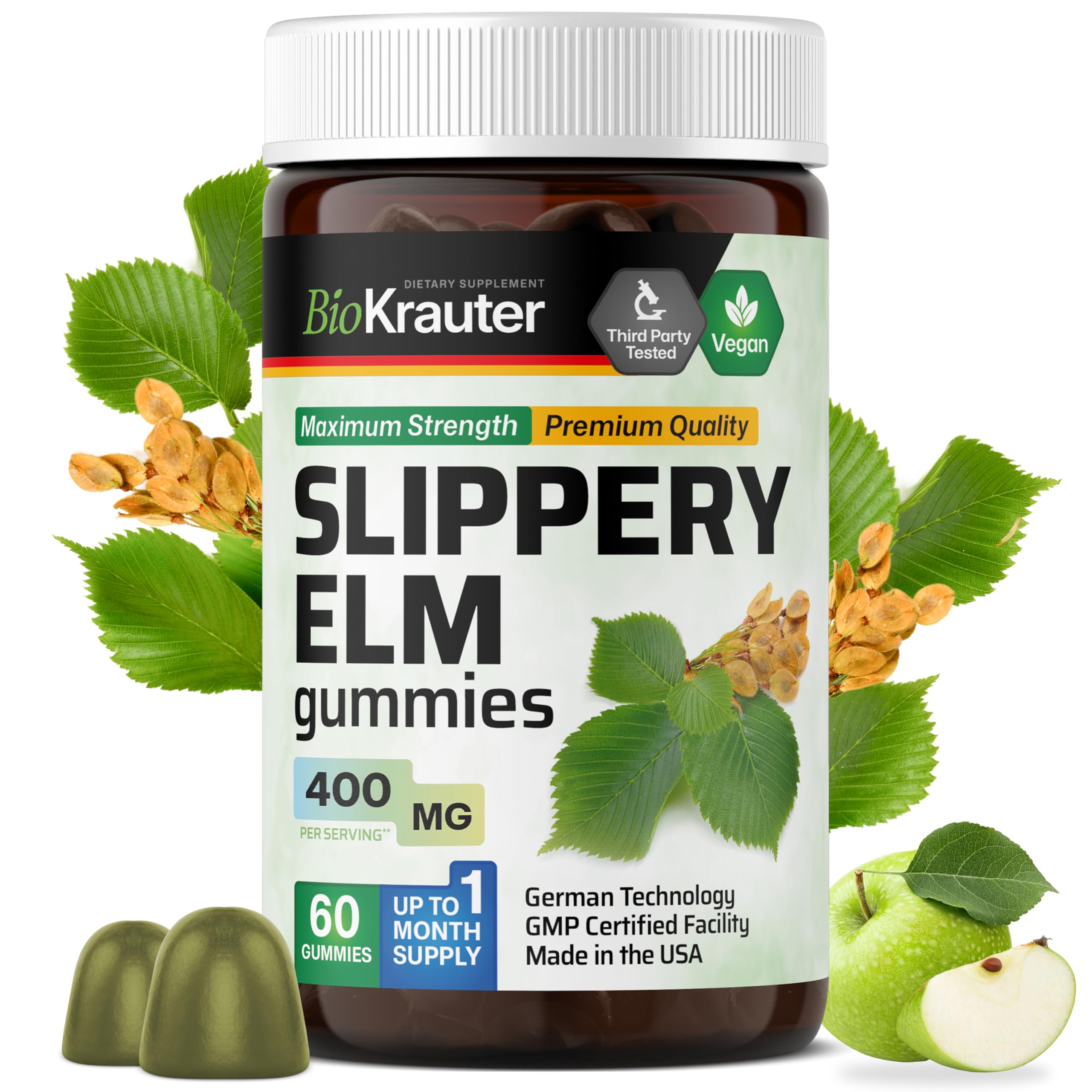 BIO Slippery Elm Bark Gummies for throat support