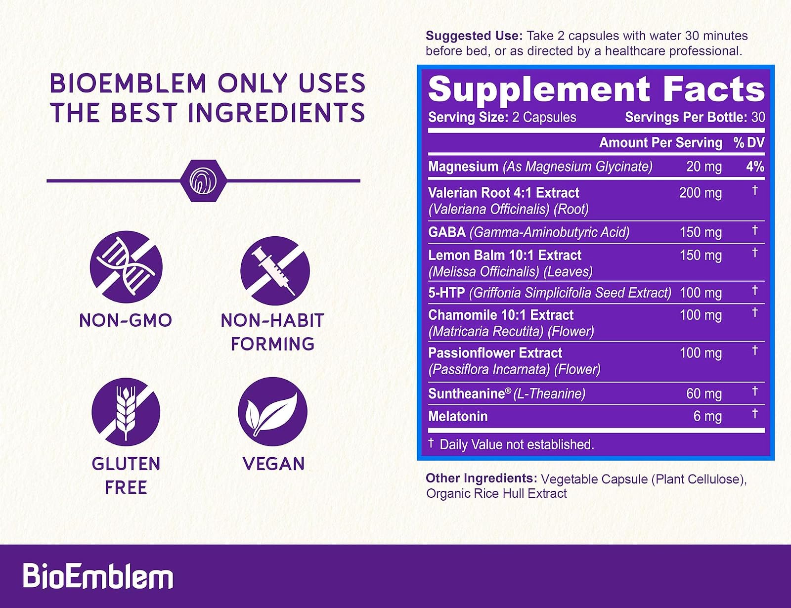 BioEmblem herbal sleep supplement benefits