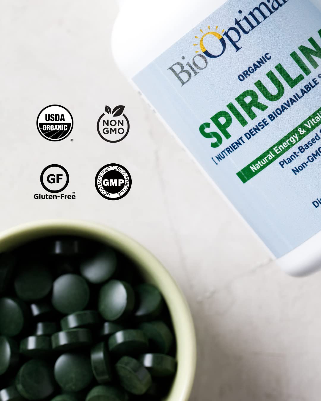 BioOptimal Spirulina 500 mg health supplement