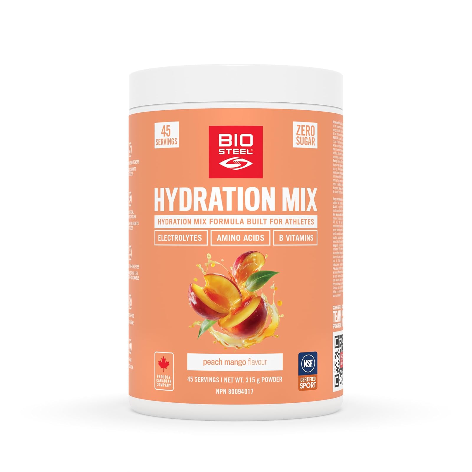 BioSteel electrolyte hydration mix peach mango