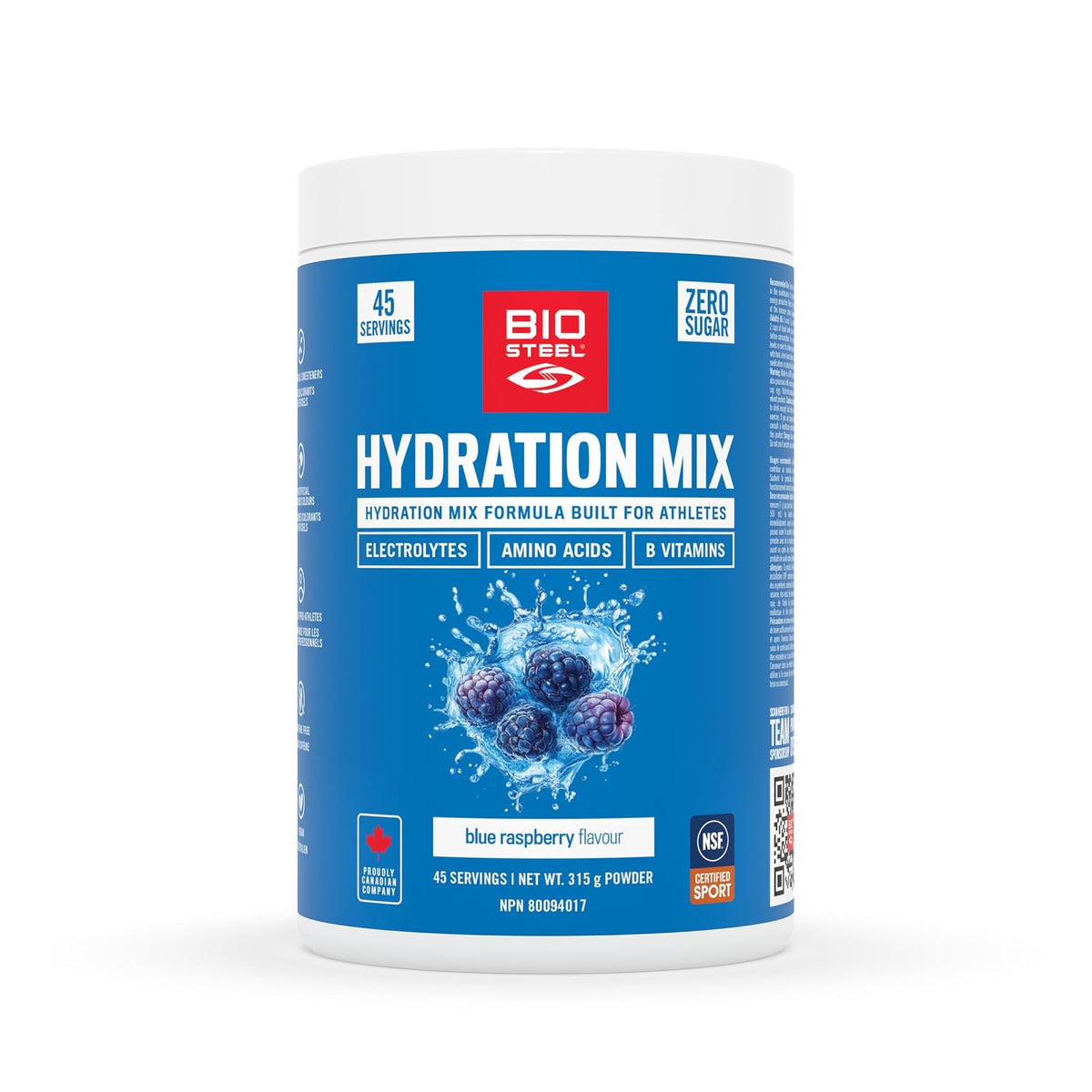 BioSteel hydration mix blue raspberry flavour