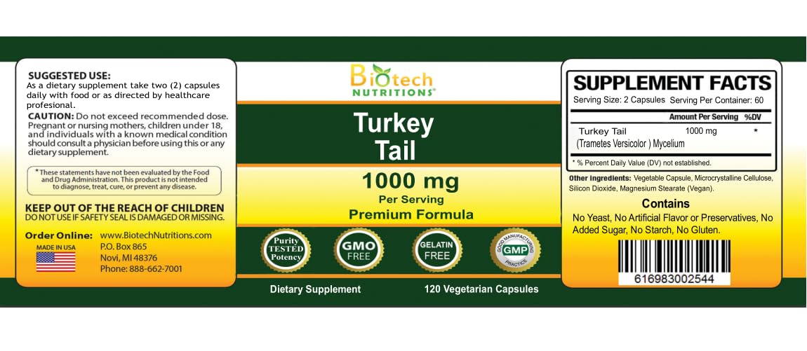 Biotech Nutritions mushroom supplement capsules