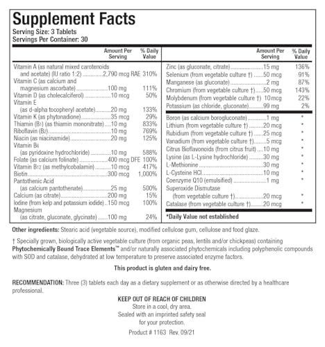 Biotics Research Bio multivitamin tablets