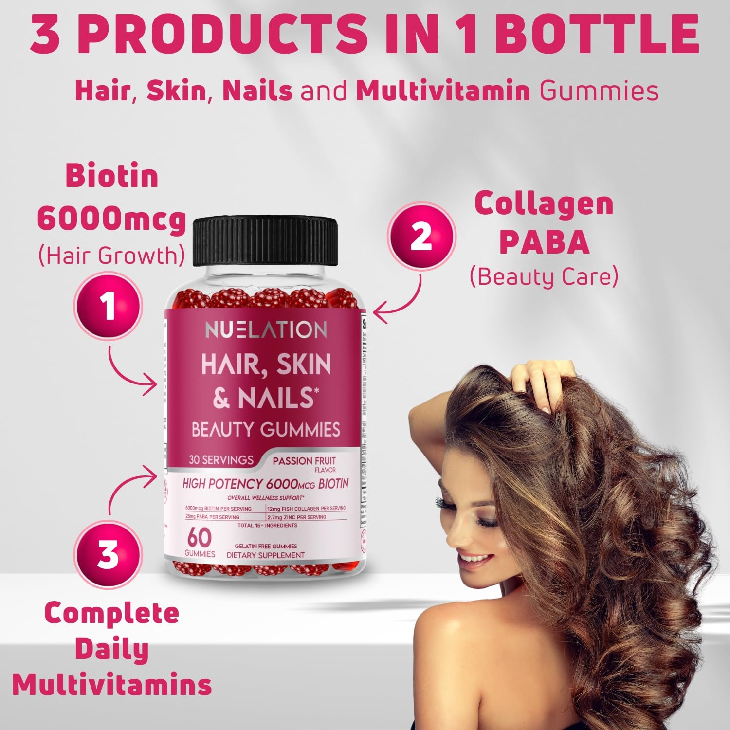 Biotin 6000 mcg multivitamins for strong nails