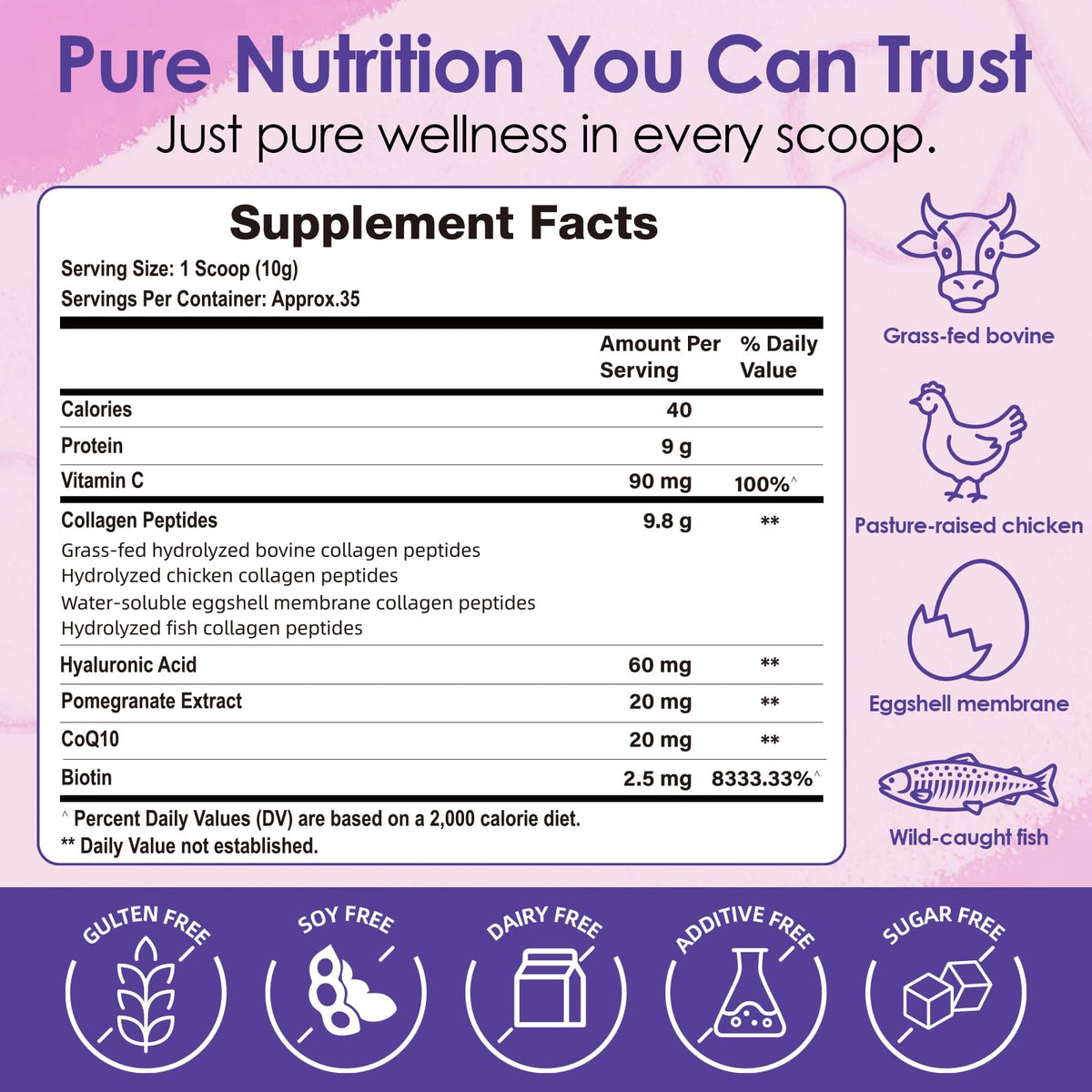 Biotin enriched collagen powder supplement