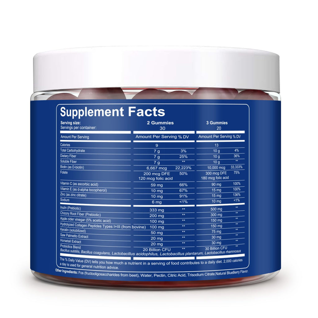 Biotin fiber gummies for beauty and health