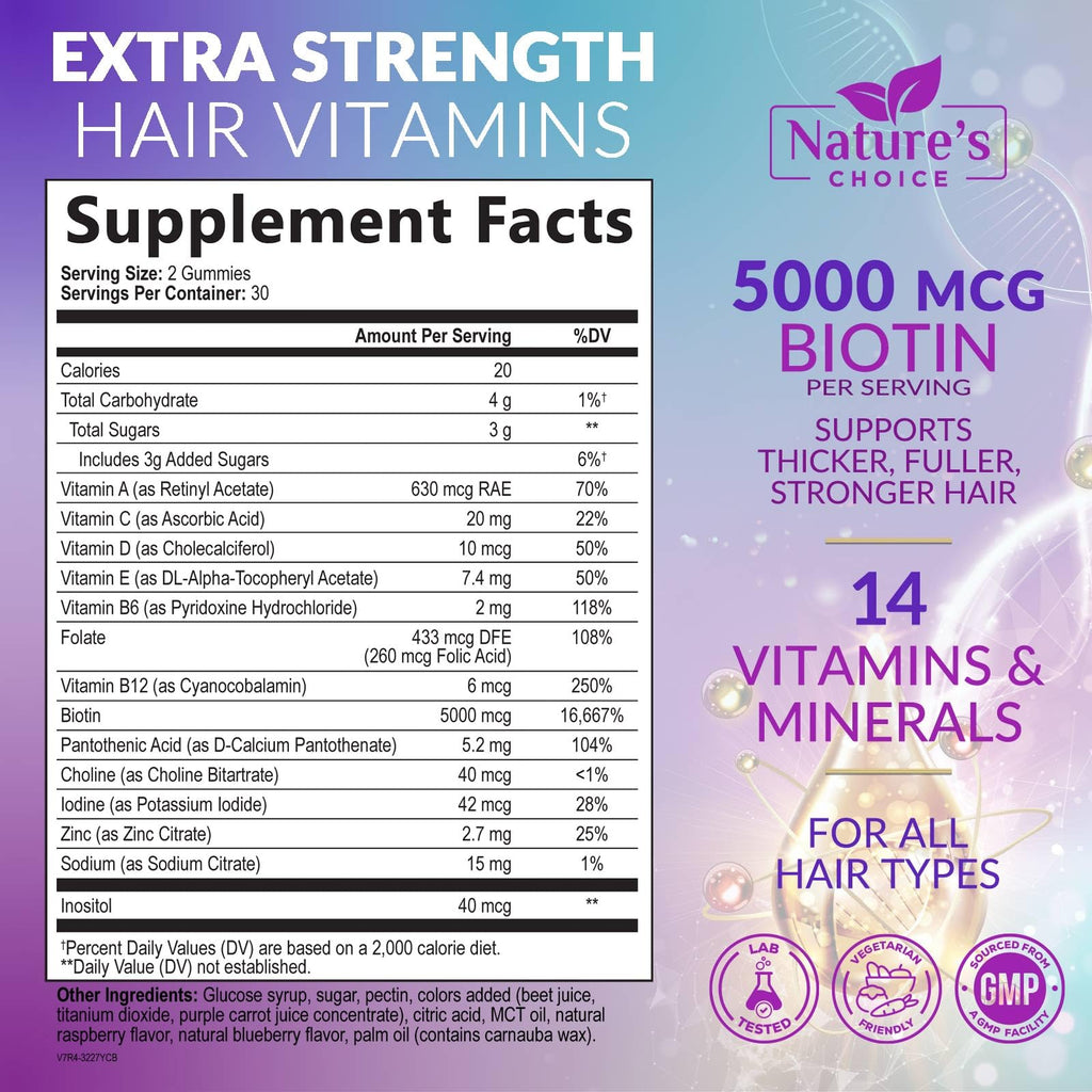 Biotin gummies with 5000 mcg strength