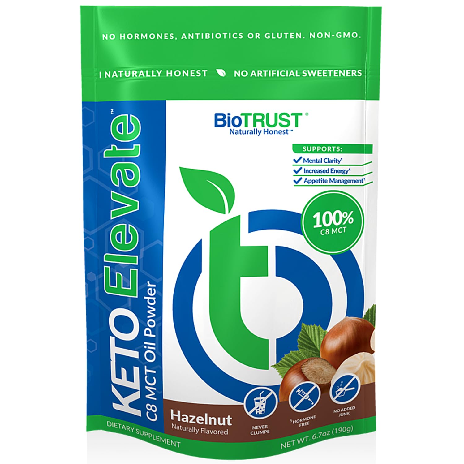 bioTrust mct oil powder hazelnut flavour