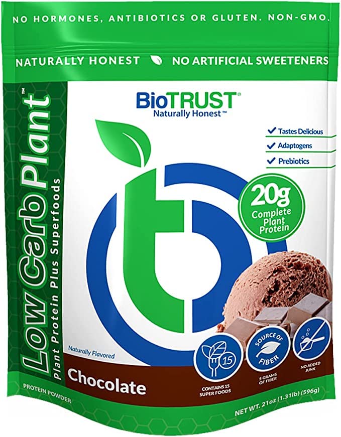 BioTrust vegan chocolate protein powder