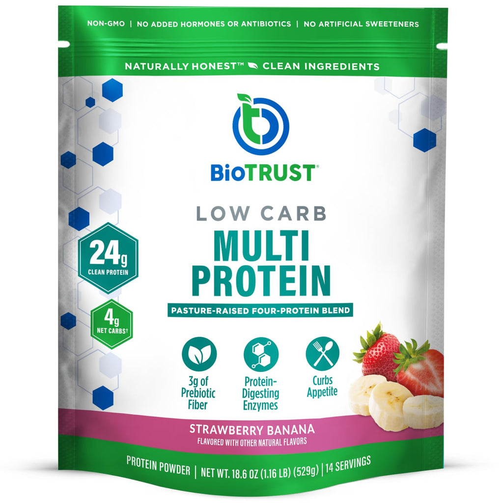 BioTrust whey protein strawberry banana flavour