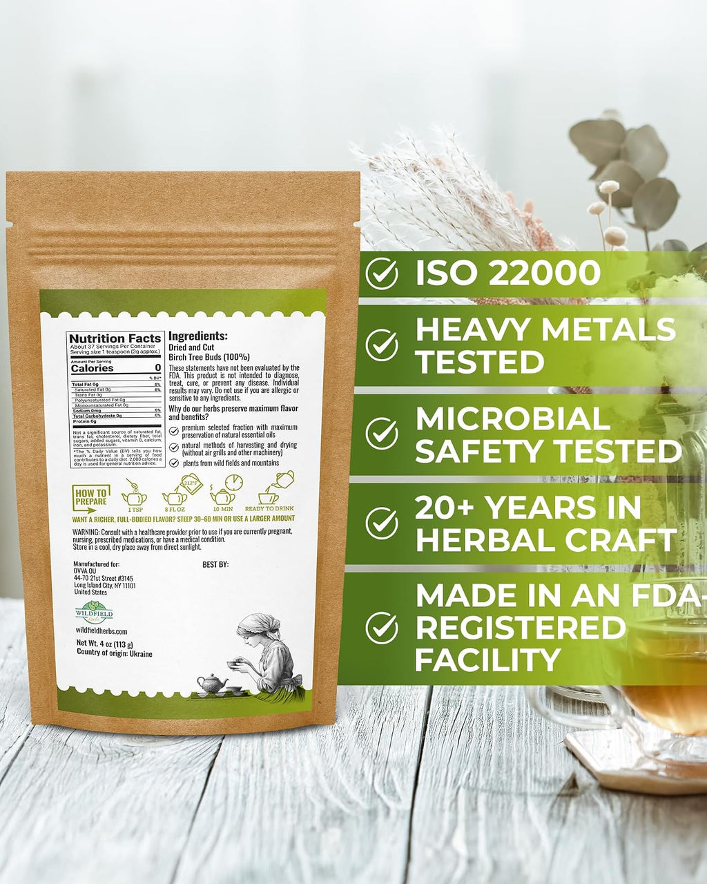 Birch tree buds detox herbal tea