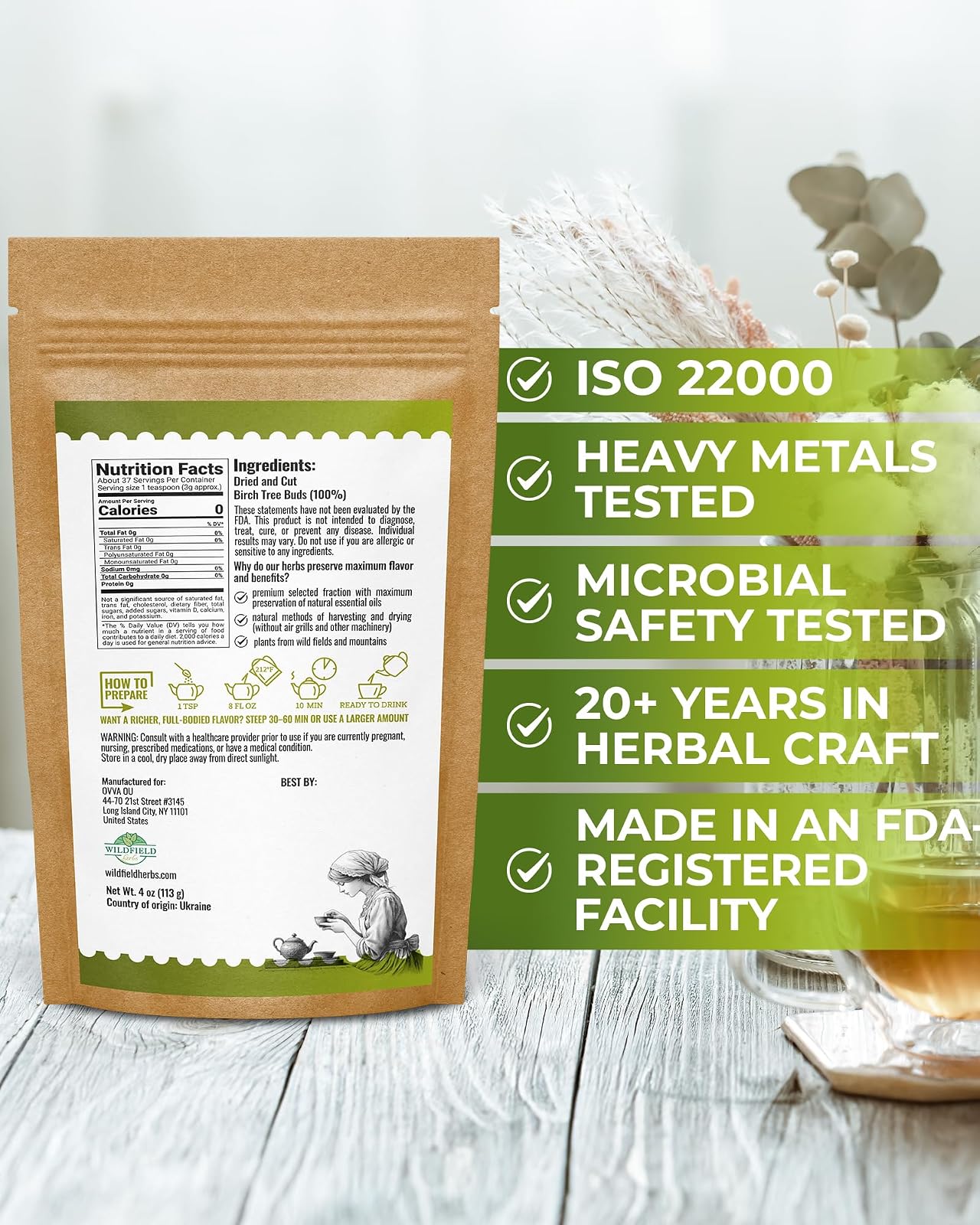 Birch tree buds detox herbal tea