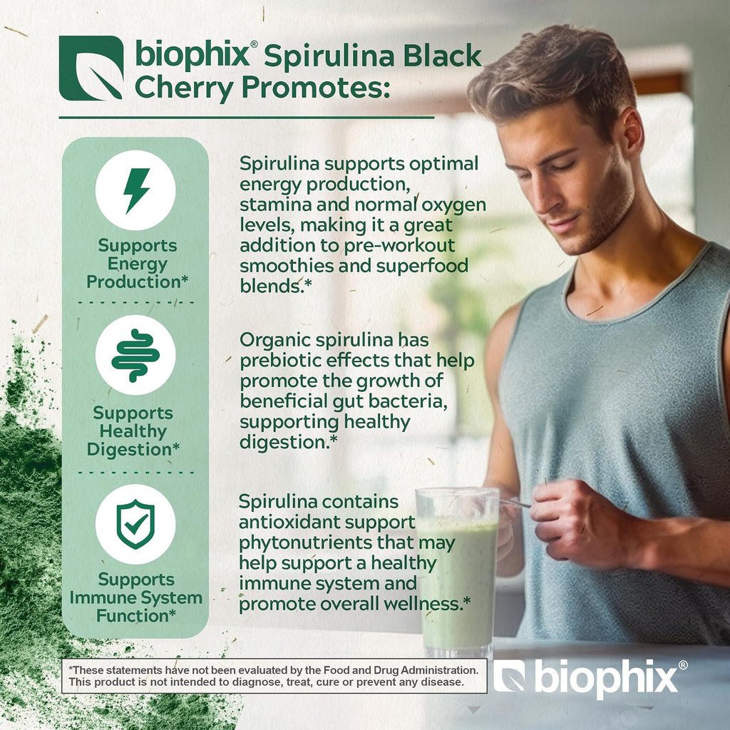 black cherry flavoured spirulina powder