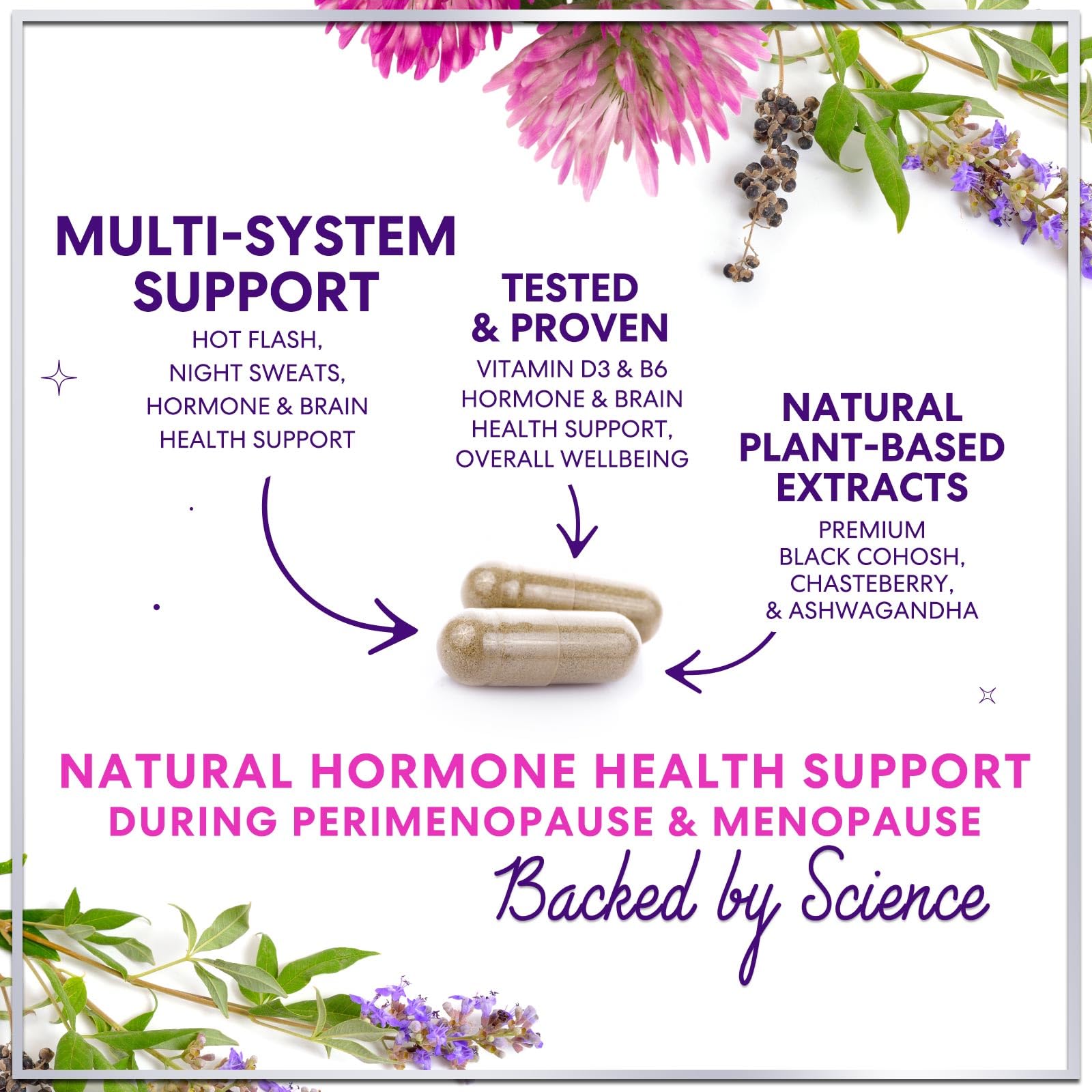Black cohosh capsules for hot flashes