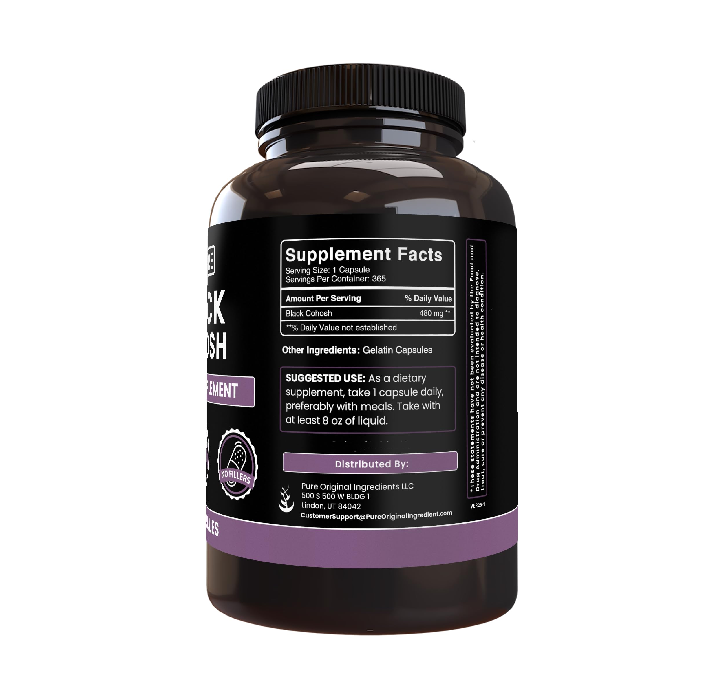 black cohosh capsules with no fillers