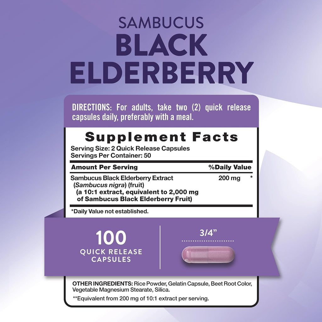 Black elderberry capsules for wellness