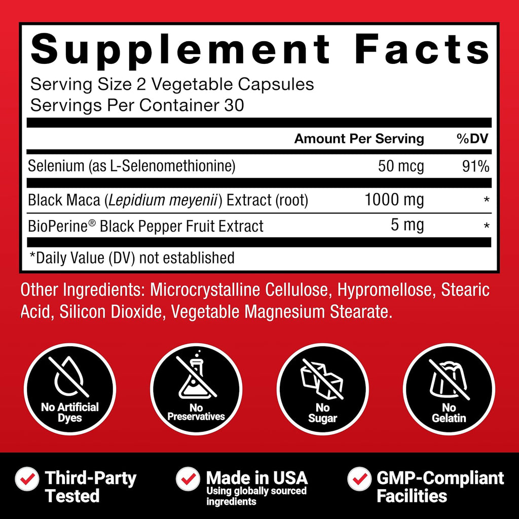 Black Maca Root for enhanced stamina