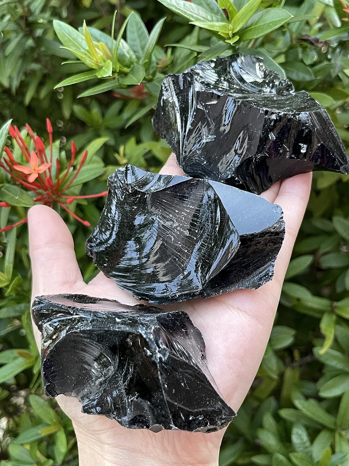 black obsidian rough stones for healing