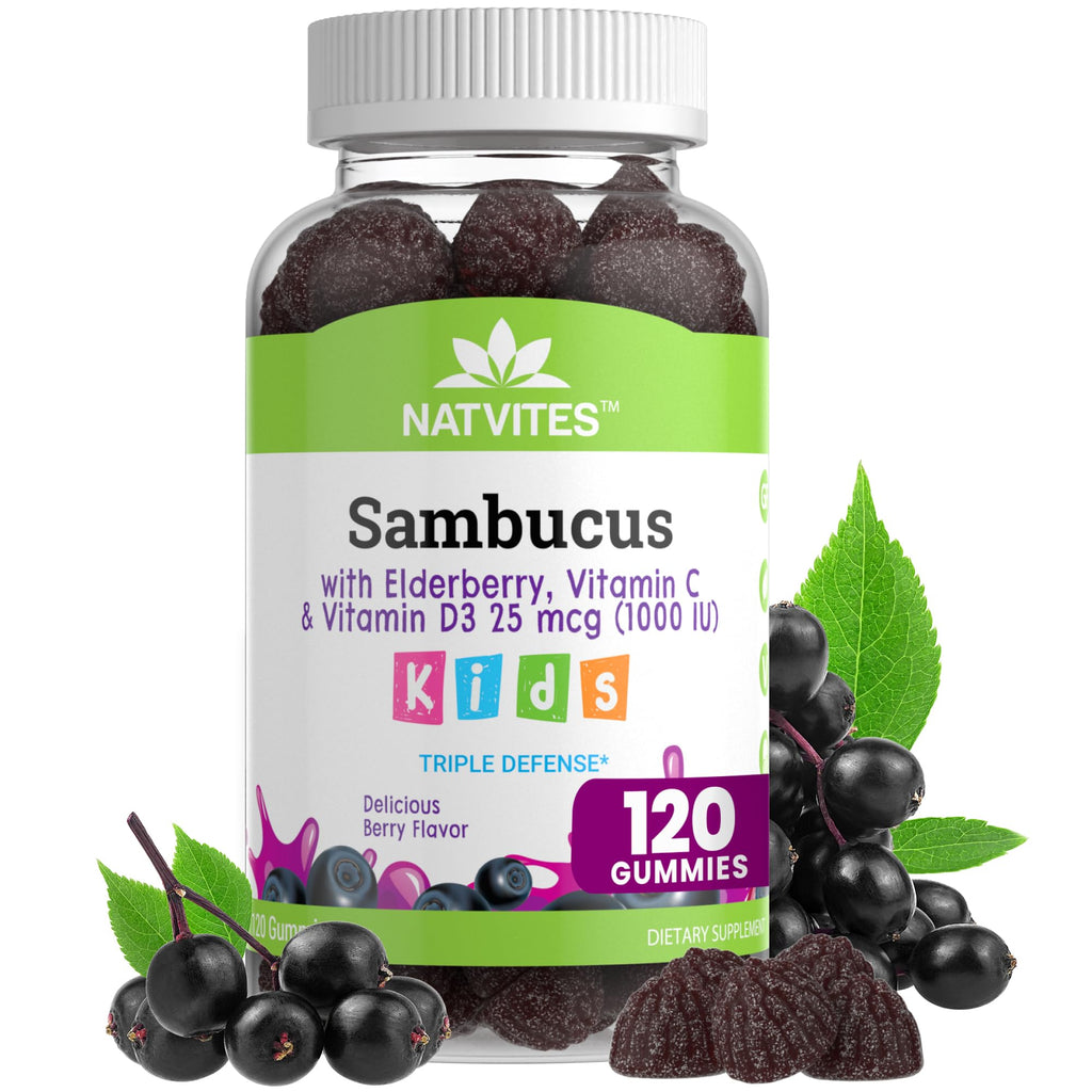 Black Sambucus elderberry gummies for kids