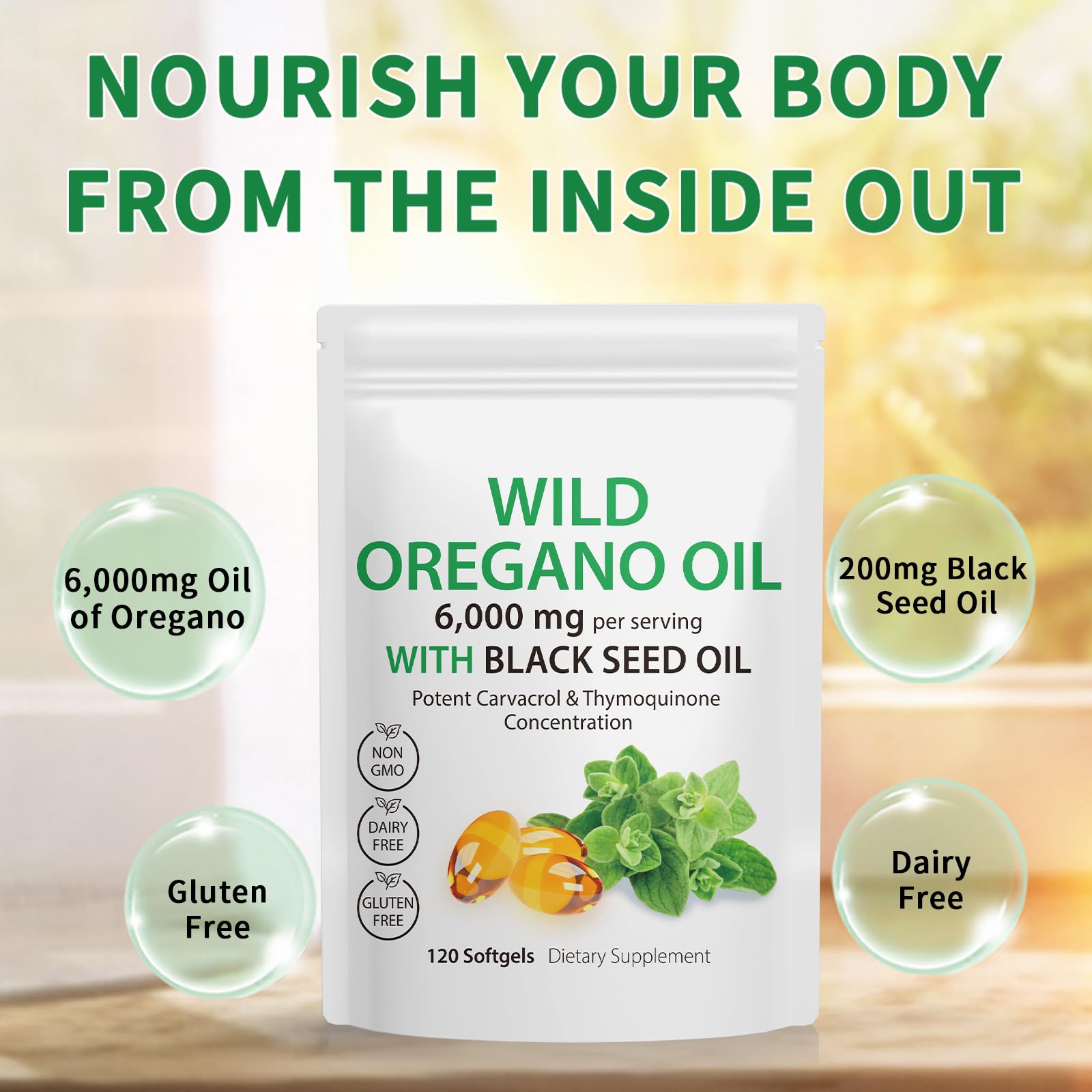 black seed oil and oregano capsules