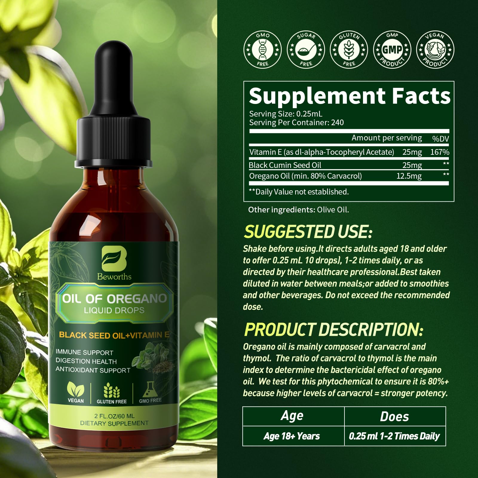 Black Seed Oil infused oregano drops