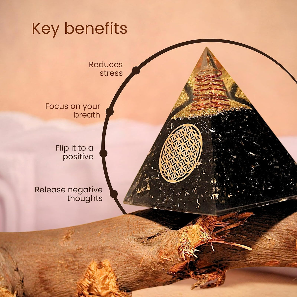 Black tourmaline pyramid for stress relief