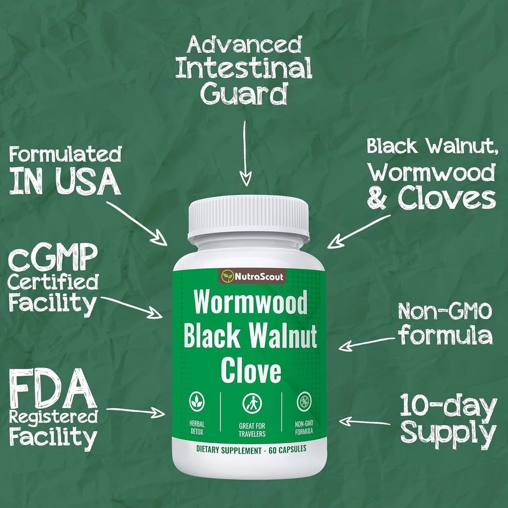 Black walnut and clove herbal capsules