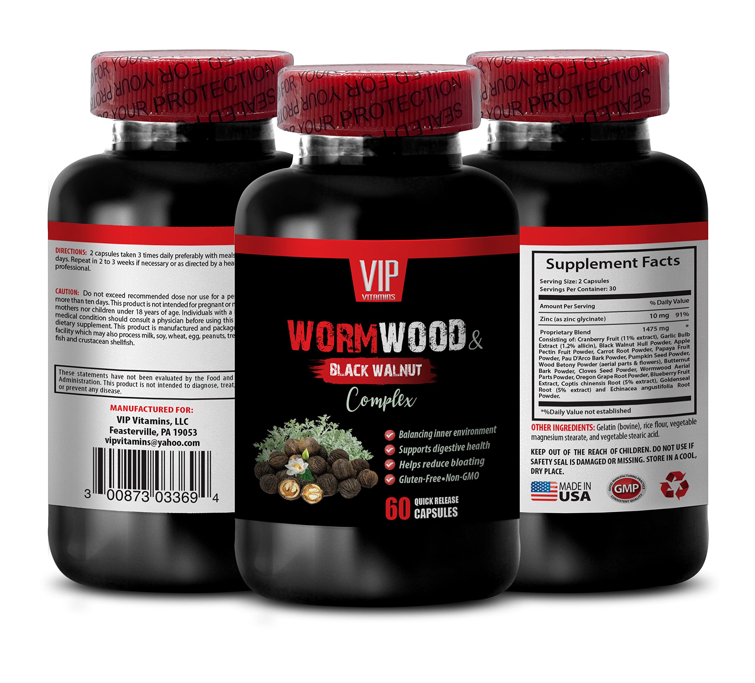 Black walnut garlic supplement capsules