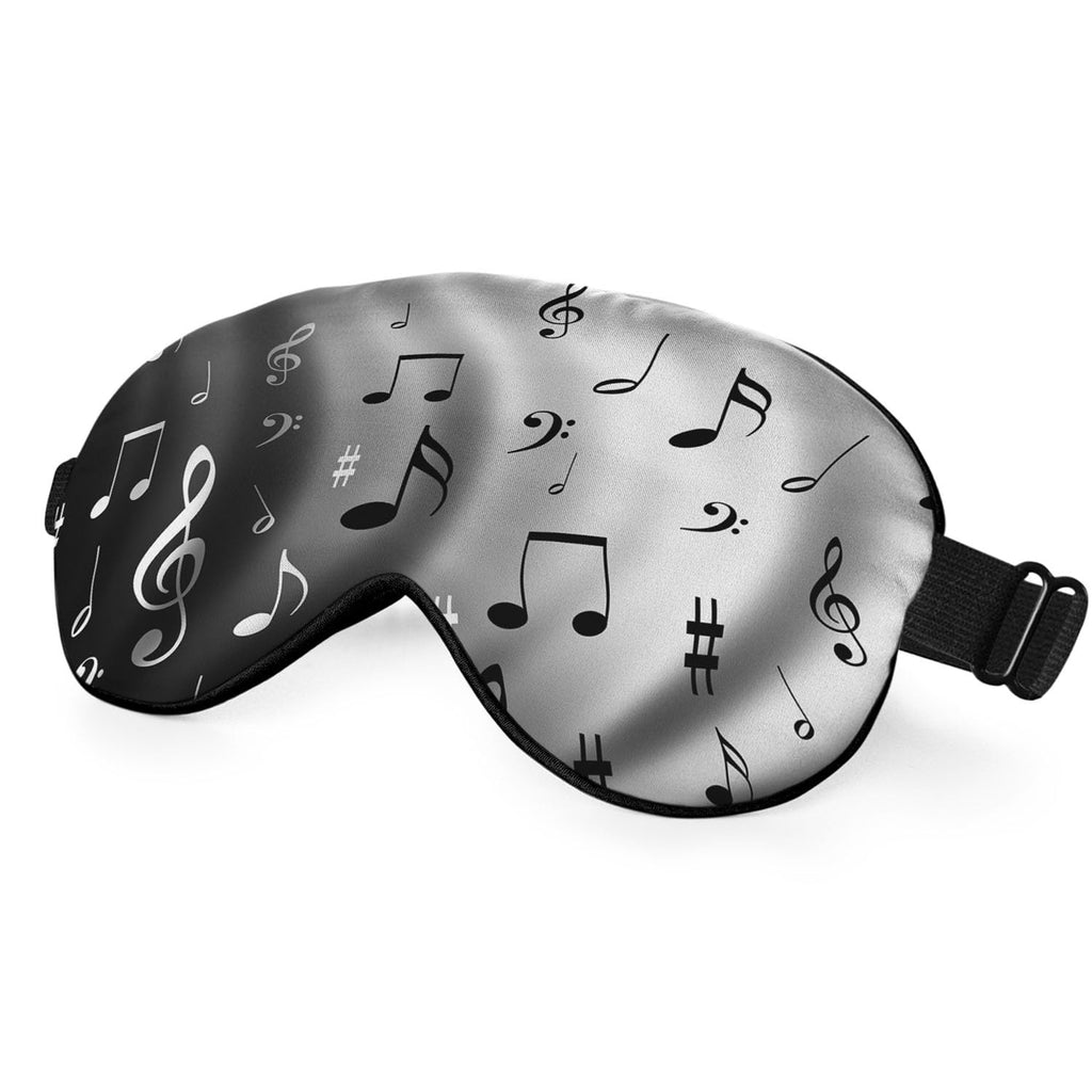 black white gray music notes sleep mask