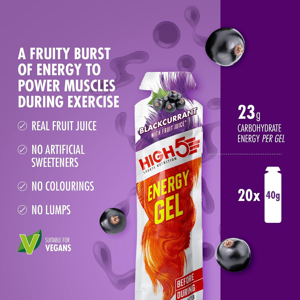 Blackcurrant flavour energy gels