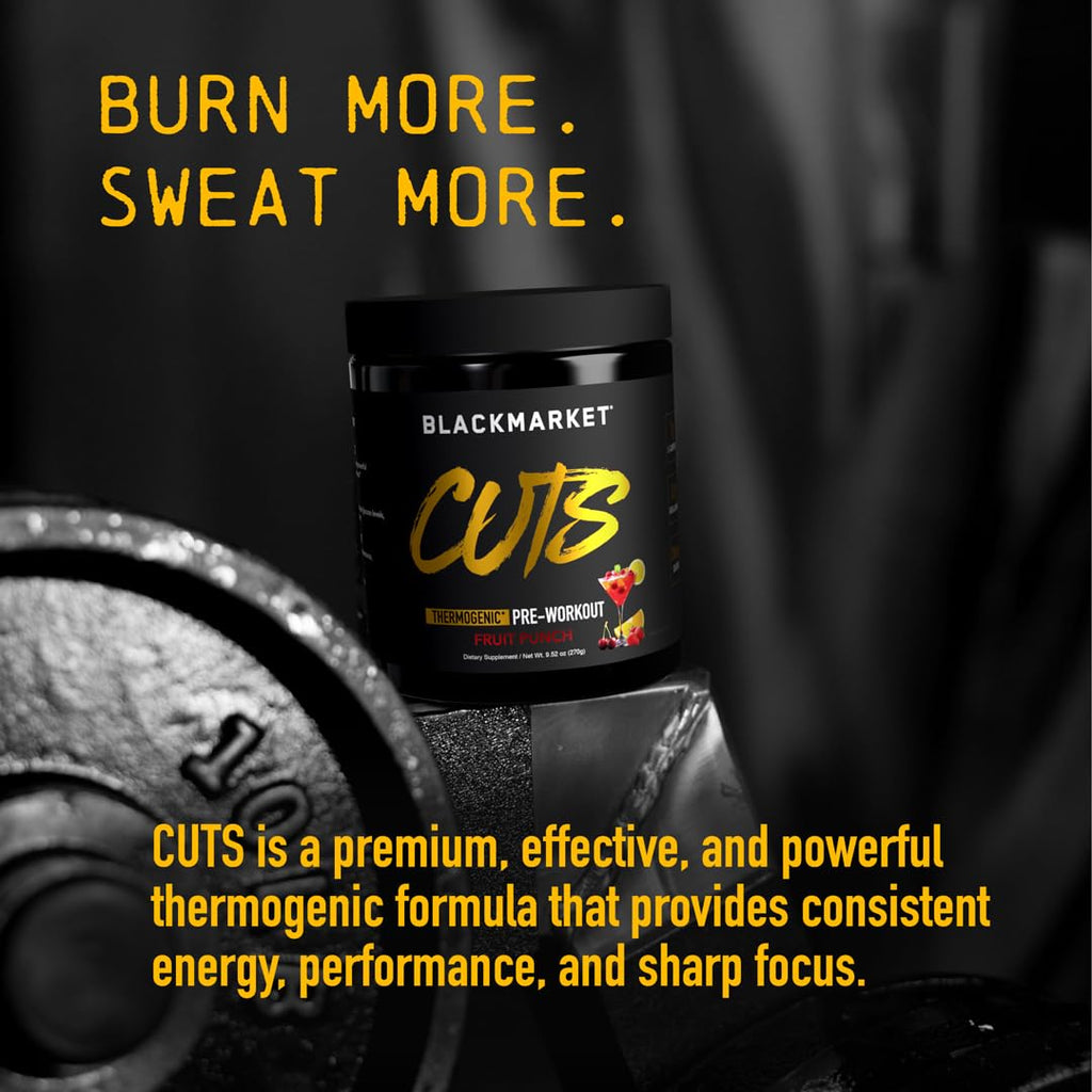 BLACKMARKET CUTS pre-workout for enhanced performance