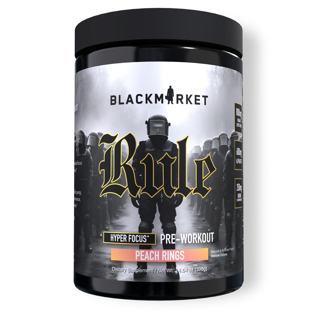 BLACKMARKET pre-workout peach rings flavor