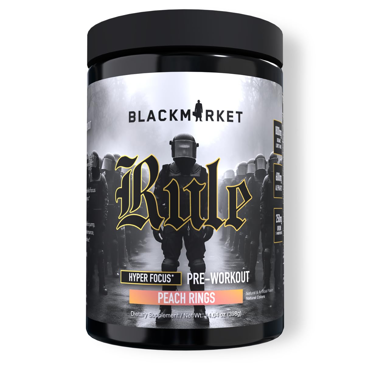 BLACKMARKET pre-workout peach rings flavor