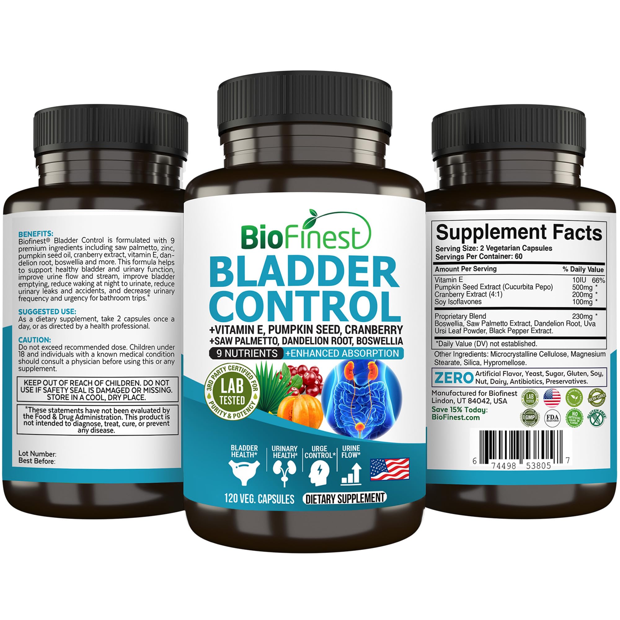 Bladder control supplement for men