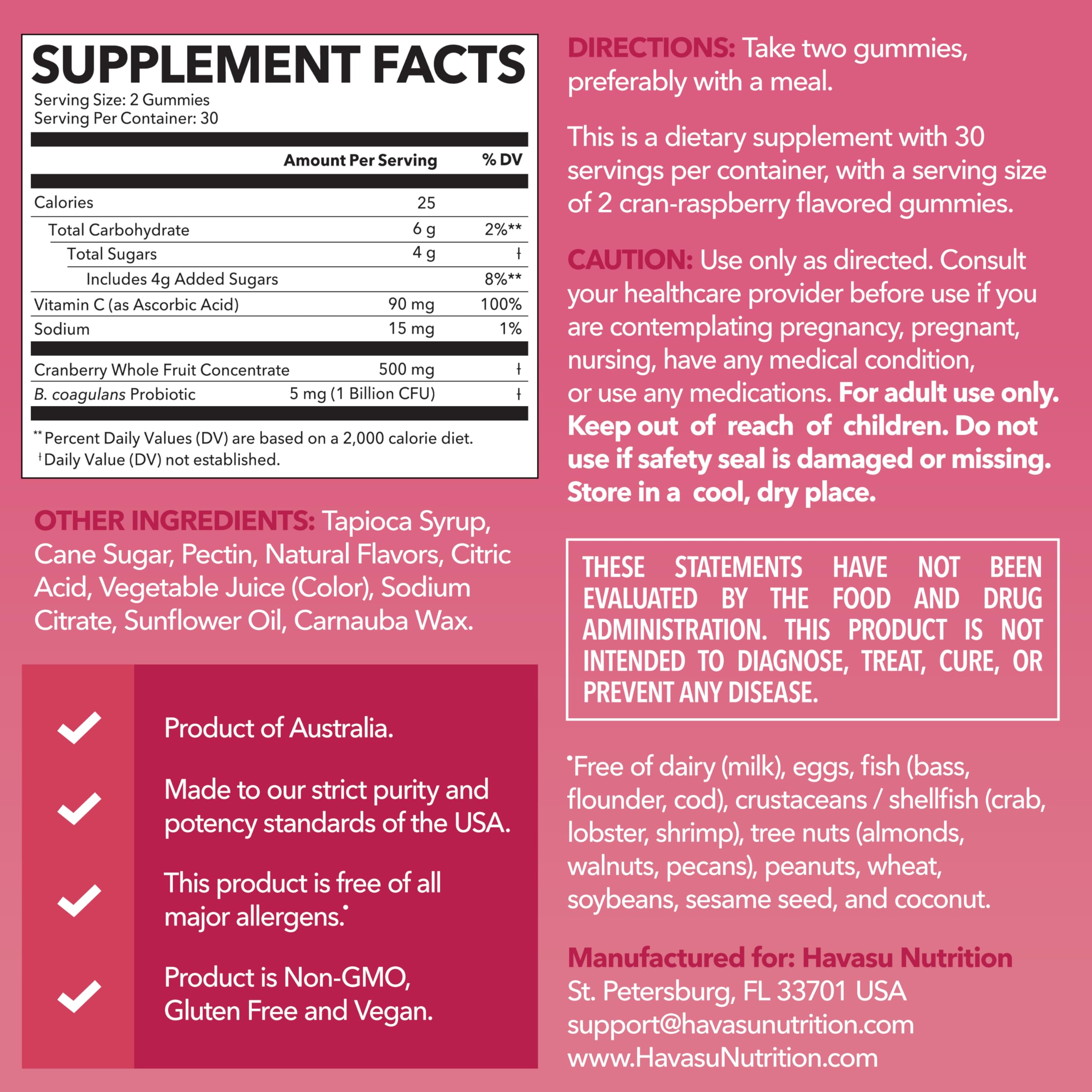 Bladder support cranberry gummies 60ct