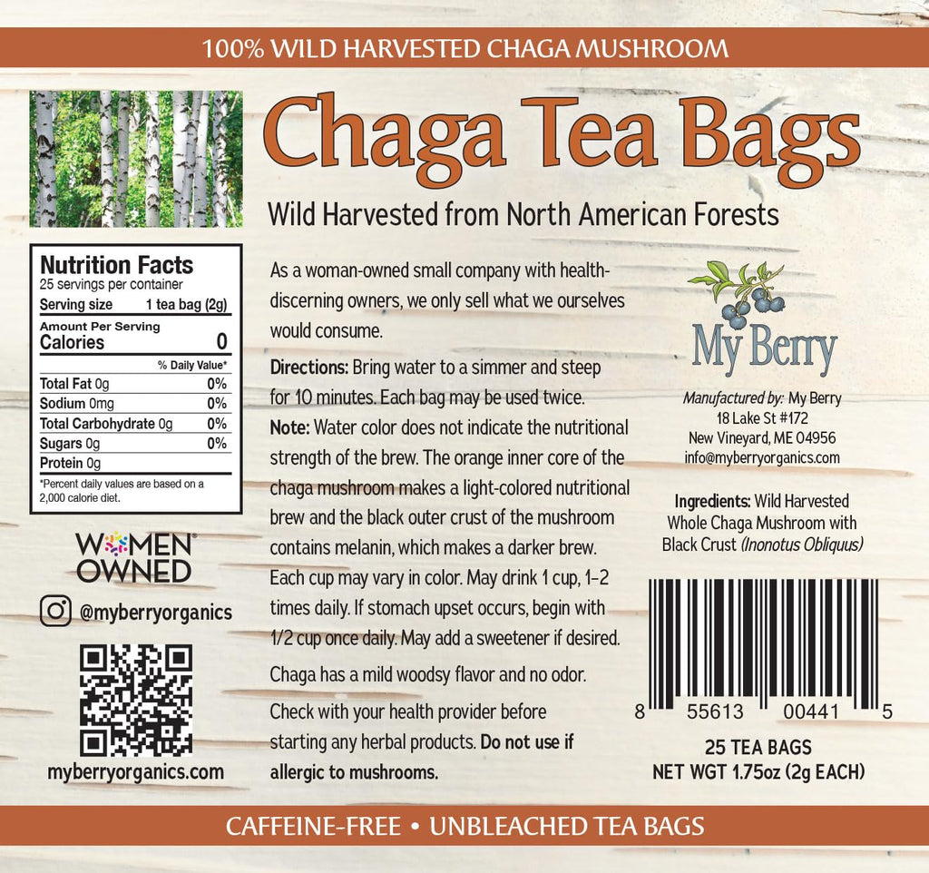 bleach-free chaga tea bags