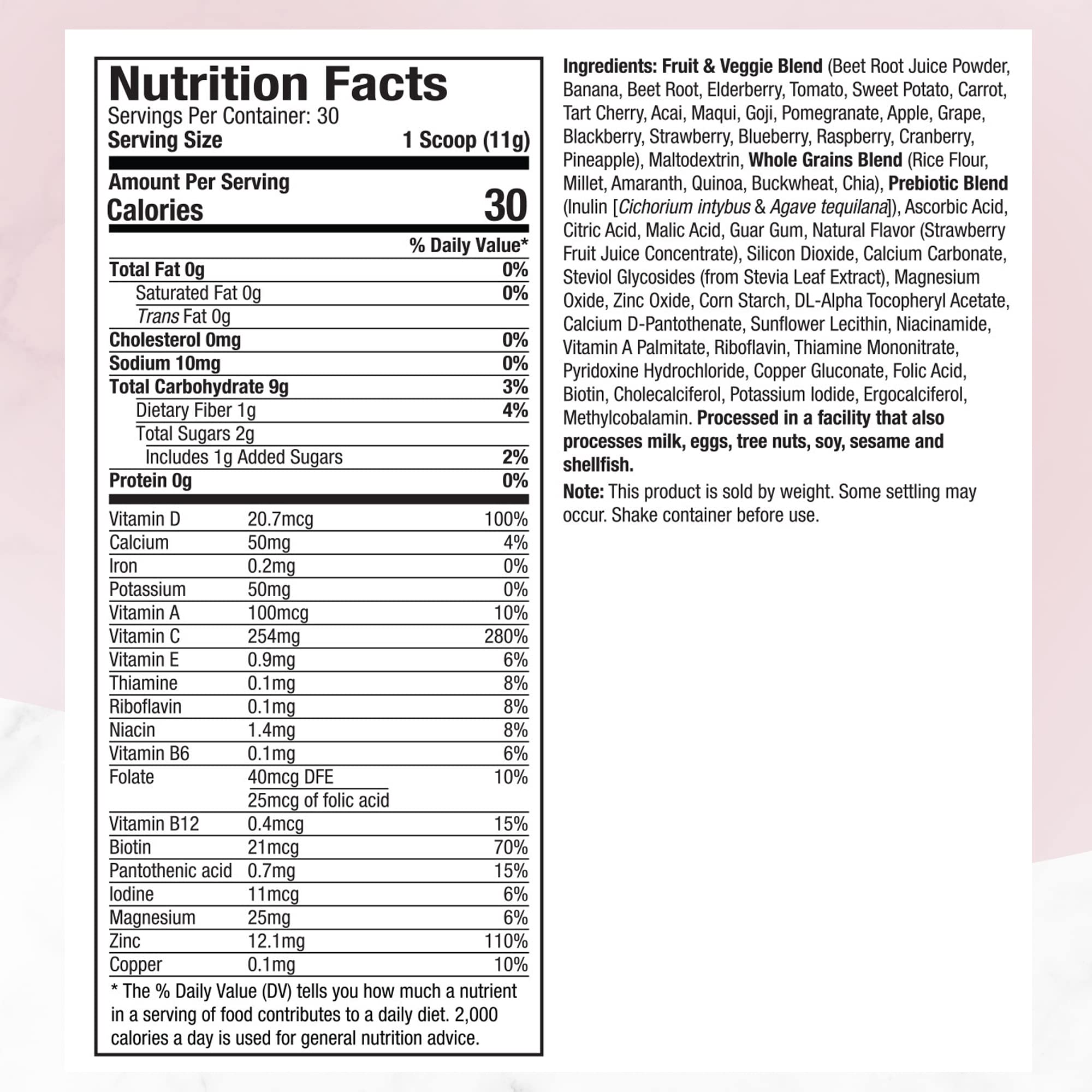 blend of 19 fruits and vegetables