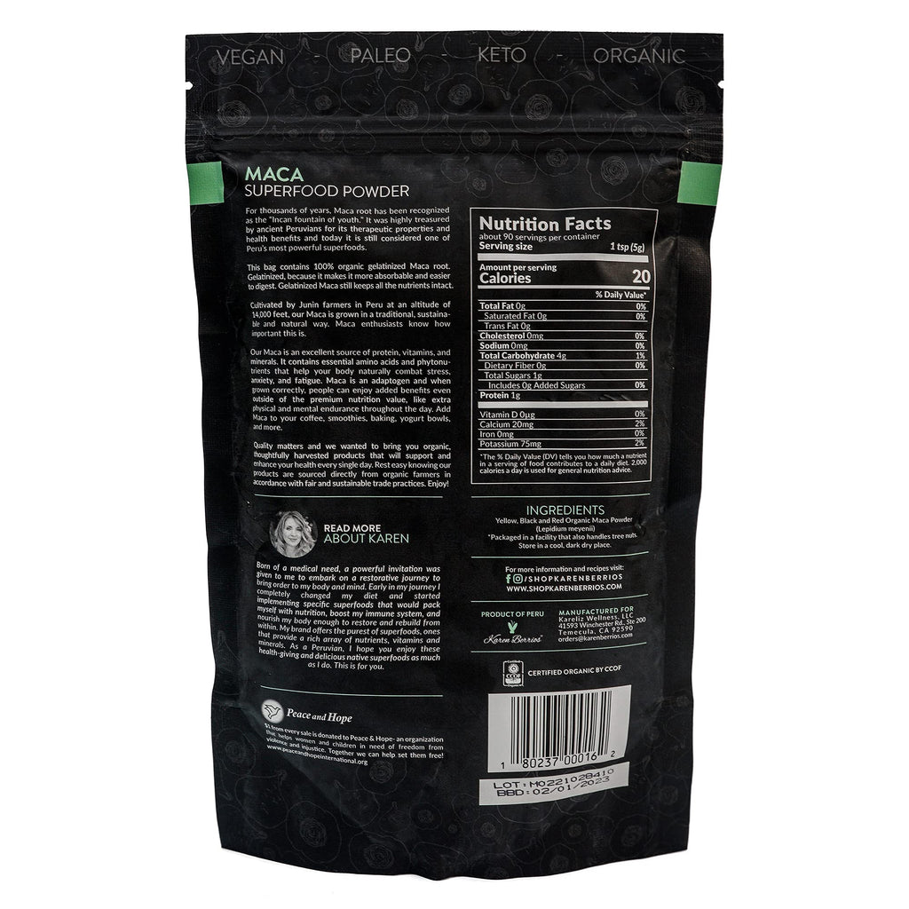 blend of black red yellow maca