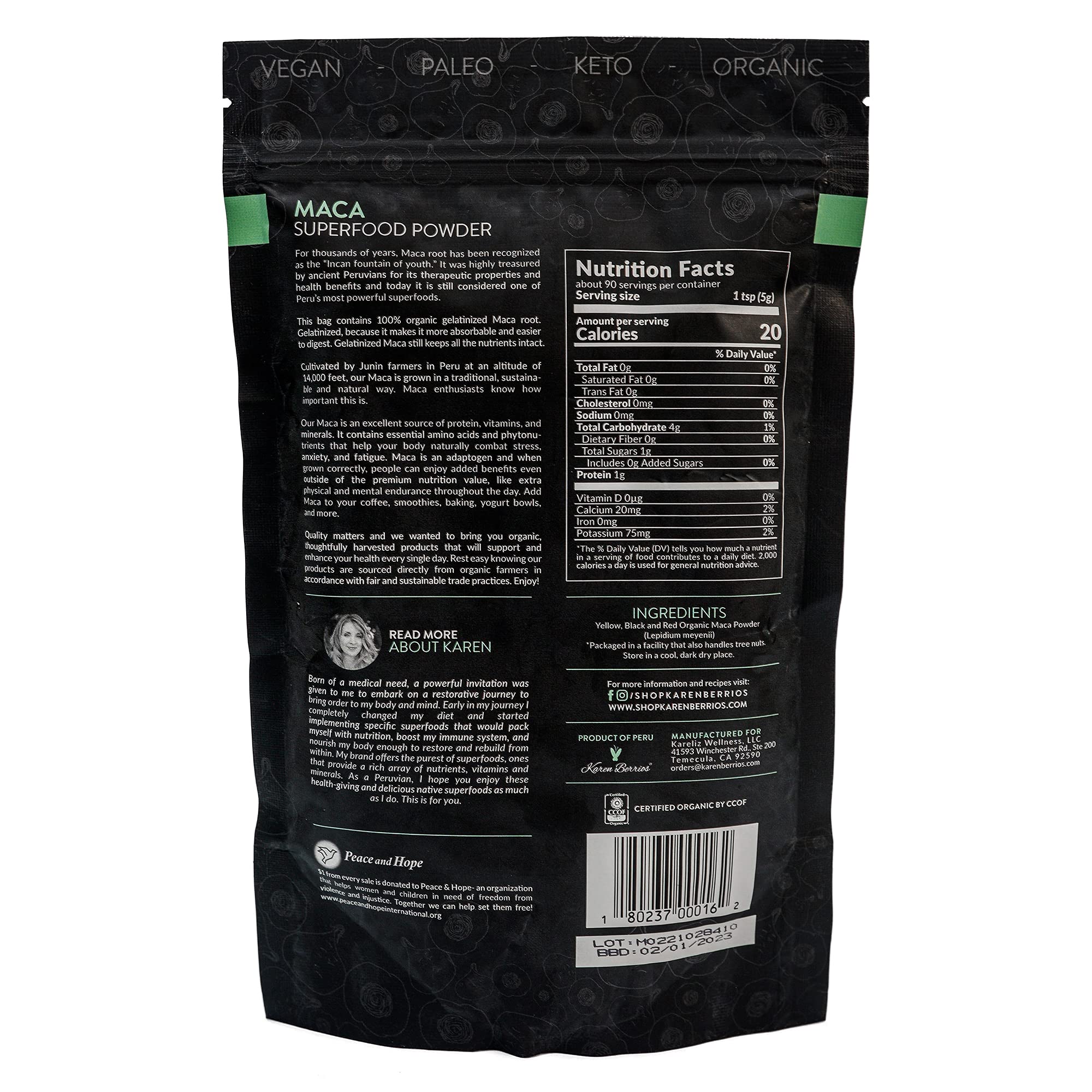 blend of black red yellow maca