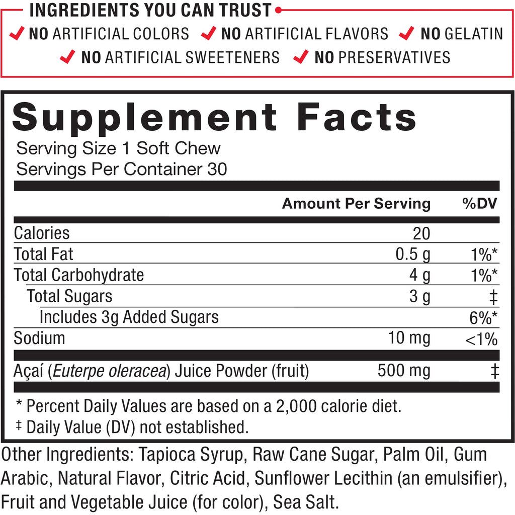 Blended vitamin chews for vitality