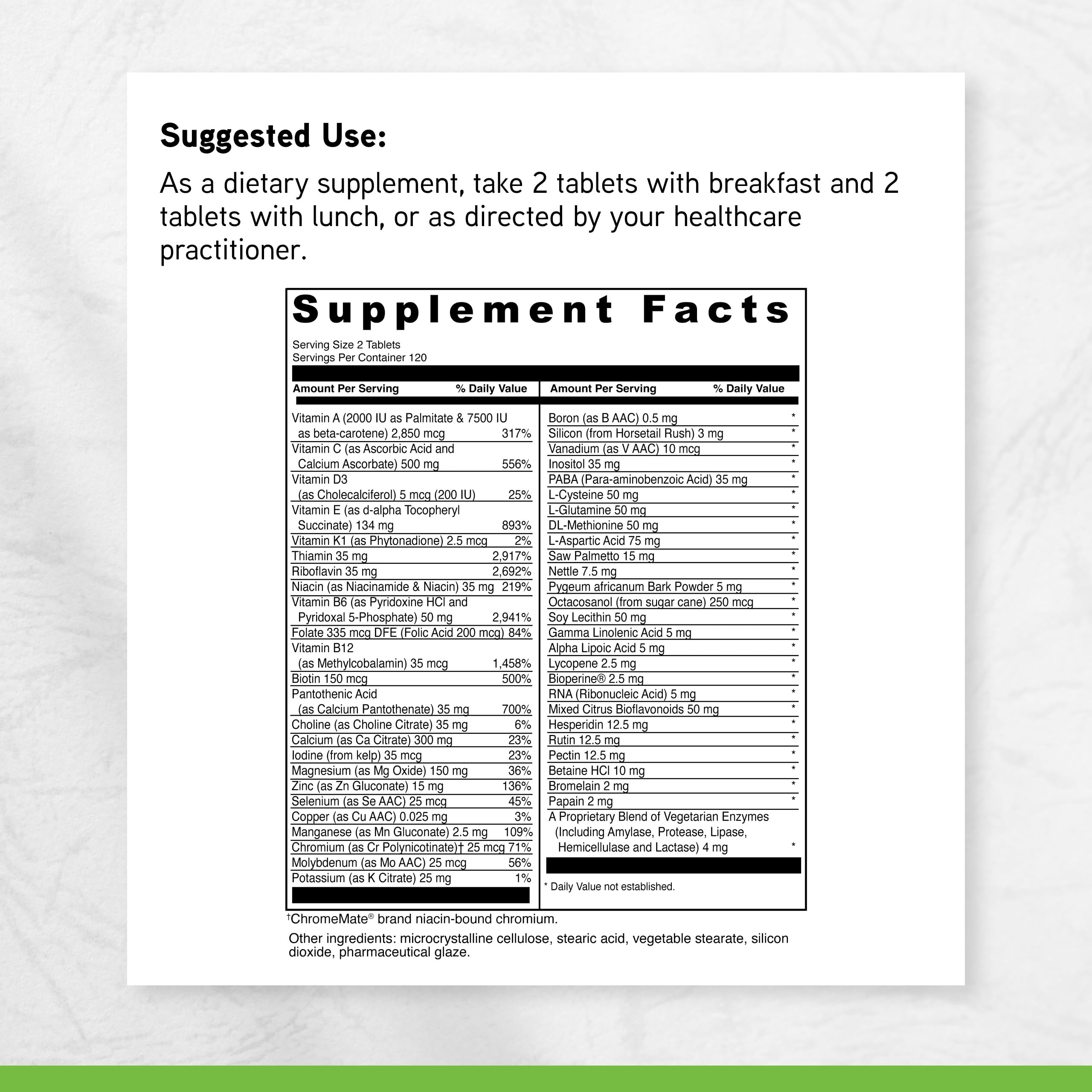 blended vitamin & mineral supplements with enzymes
