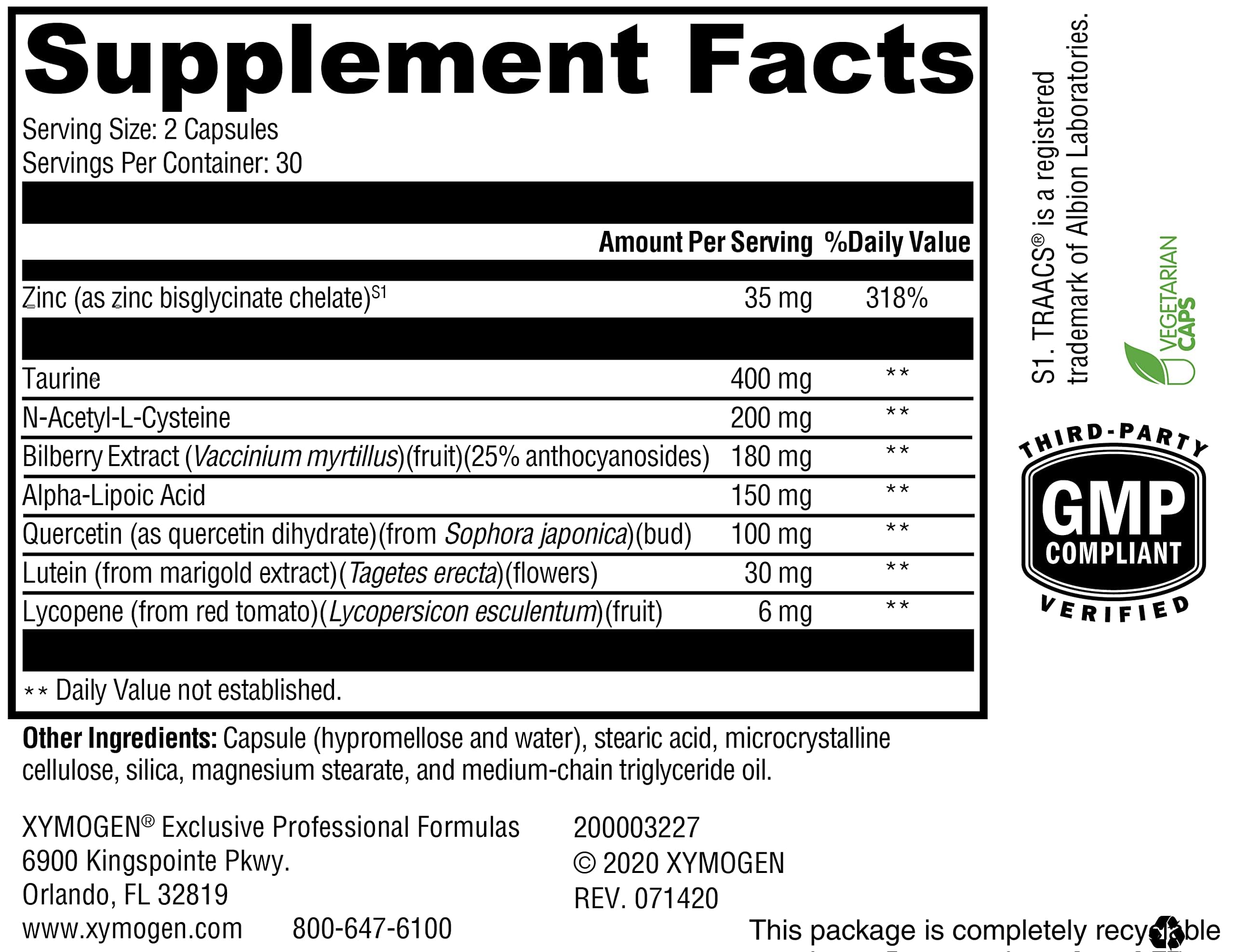 blended vitamin & mineral supplements with lutein
