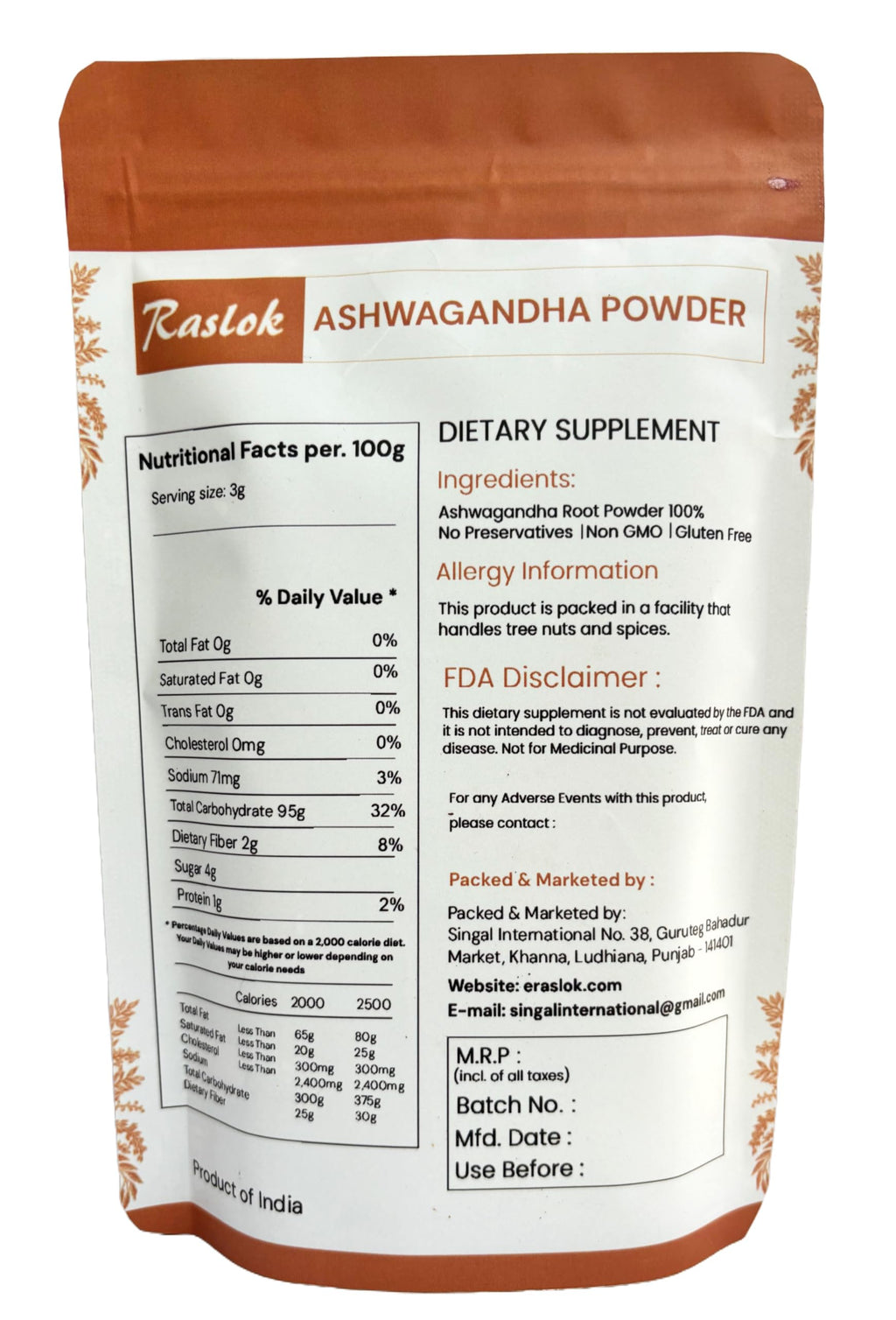 Blended vitamin mineral support Ashwagandha