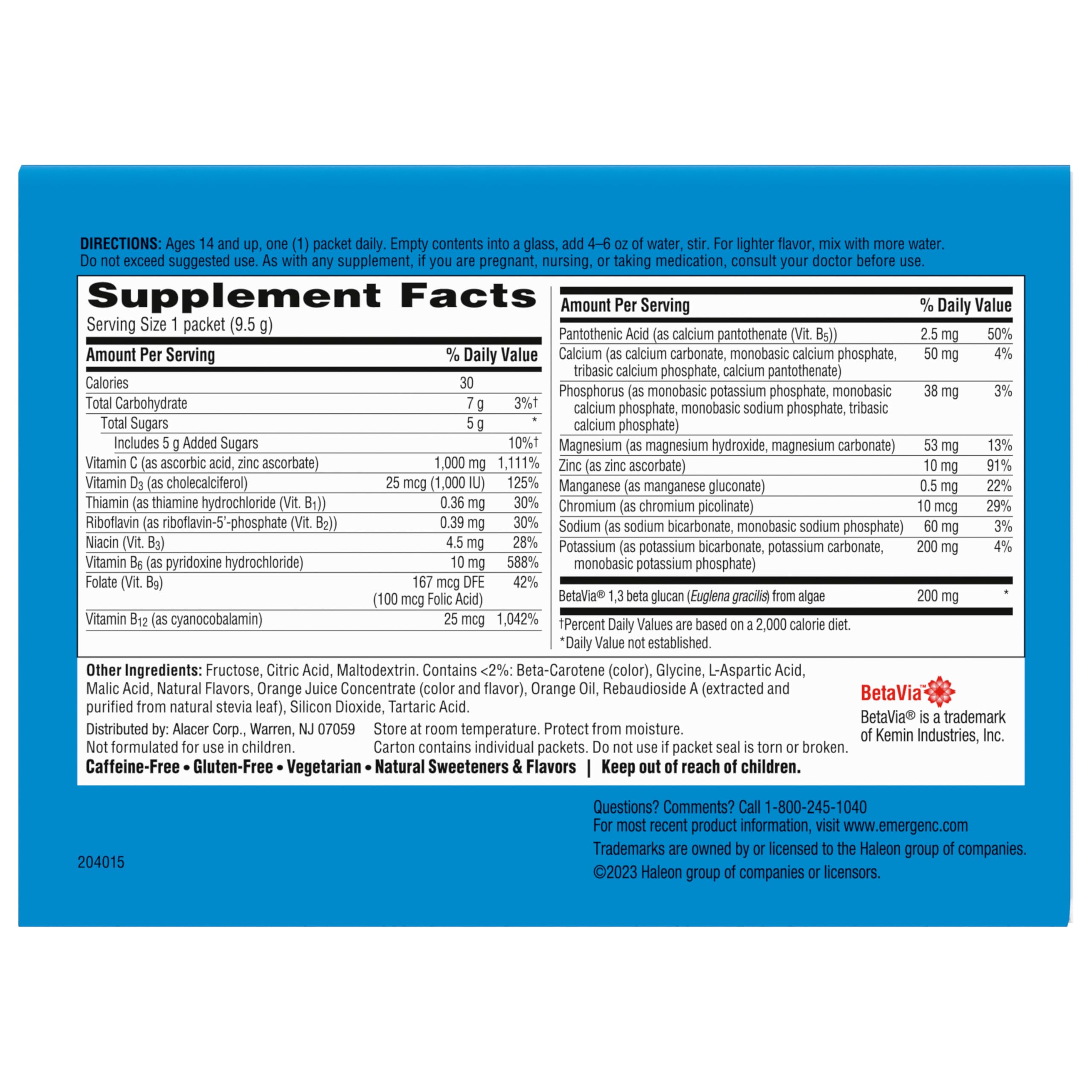 Blended vitamin powder for energy