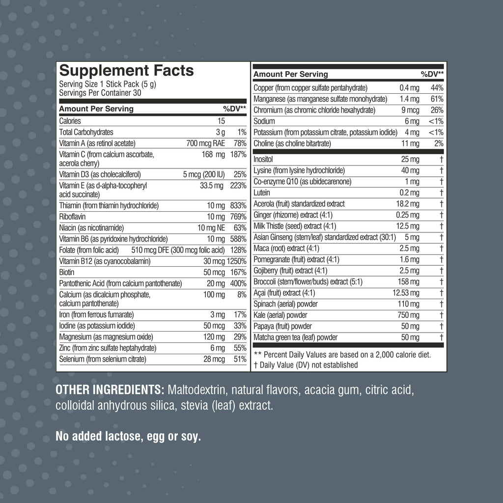 Blended vitamin supplements for active living
