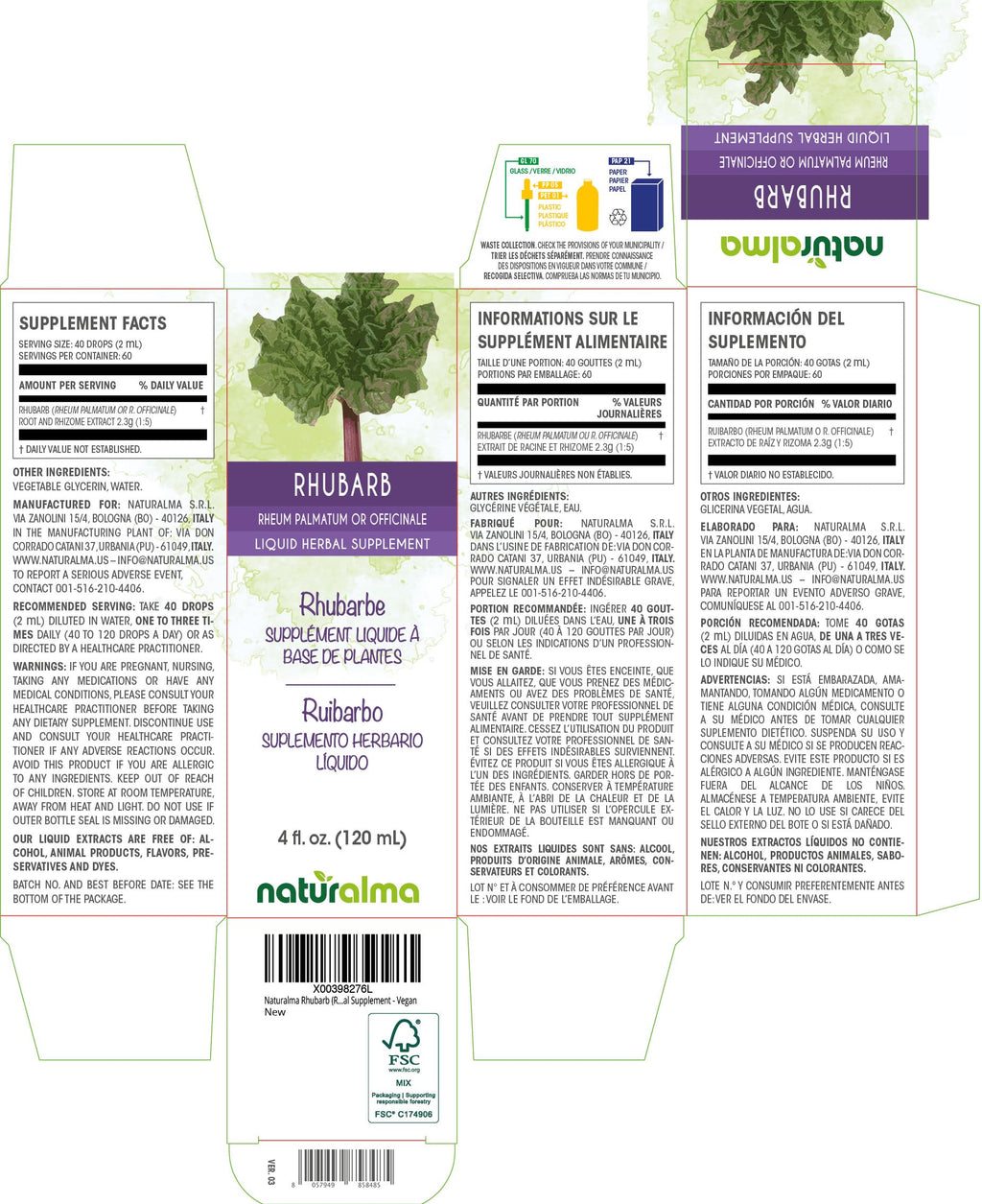 Blended vitamin support with rhubarb